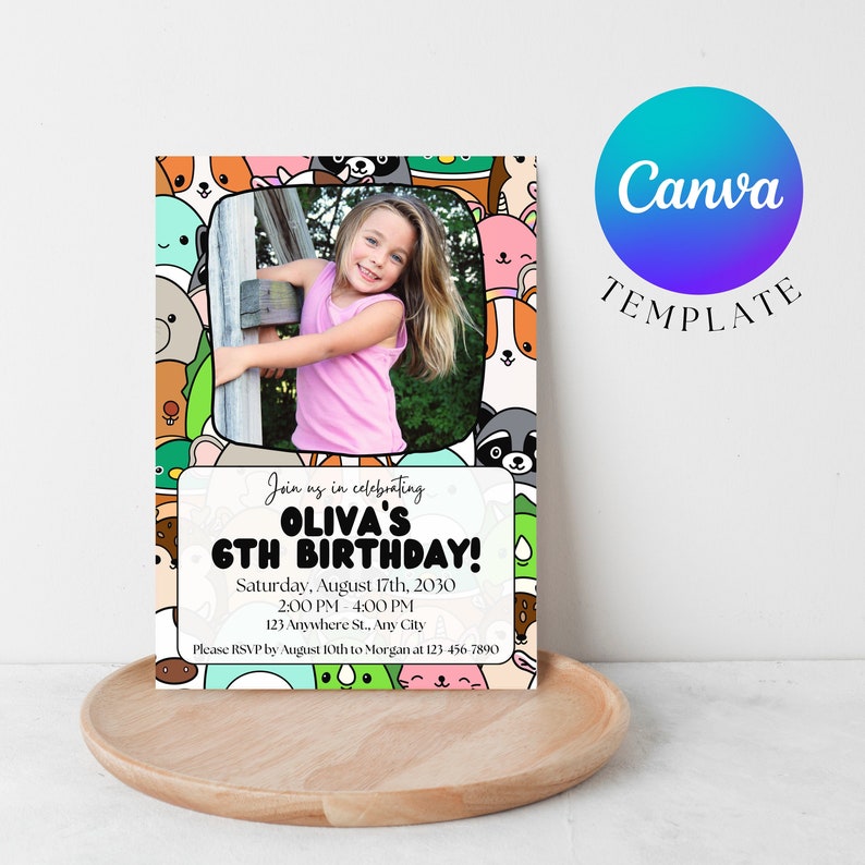Editable Squishmallow Invitation – Custom Squishmallow Birthday Party ...
