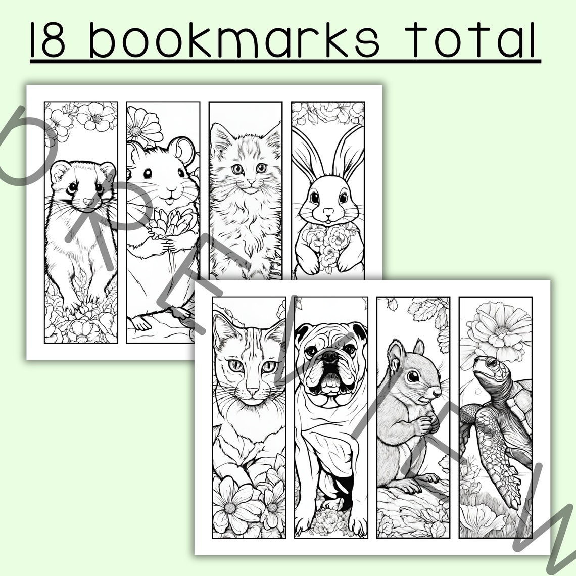Printable Coloring Bookmarks Bookmarks to Color Floral Animal Coloring ...