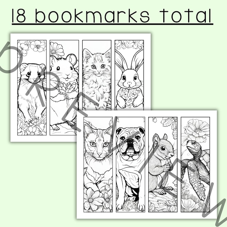 Printable Coloring Bookmarks Bookmarks to Color Floral Animal Coloring ...
