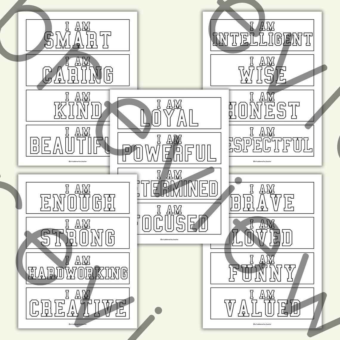 Affirmation Coloring Bookmarks Affirmation Bookmarks Bookmarks to Color ...