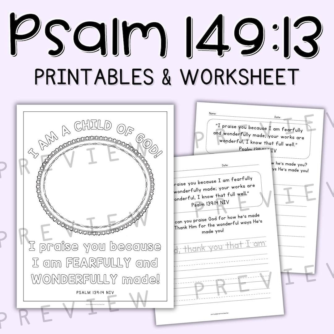 Psalm 139 Coloring Page and Writing Prompt Worksheet Christian Coloring ...