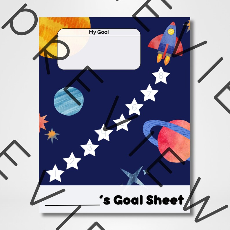 Goal Chart Goal Tracker Sheet Kids Space Themed Reward Chart Kids ...