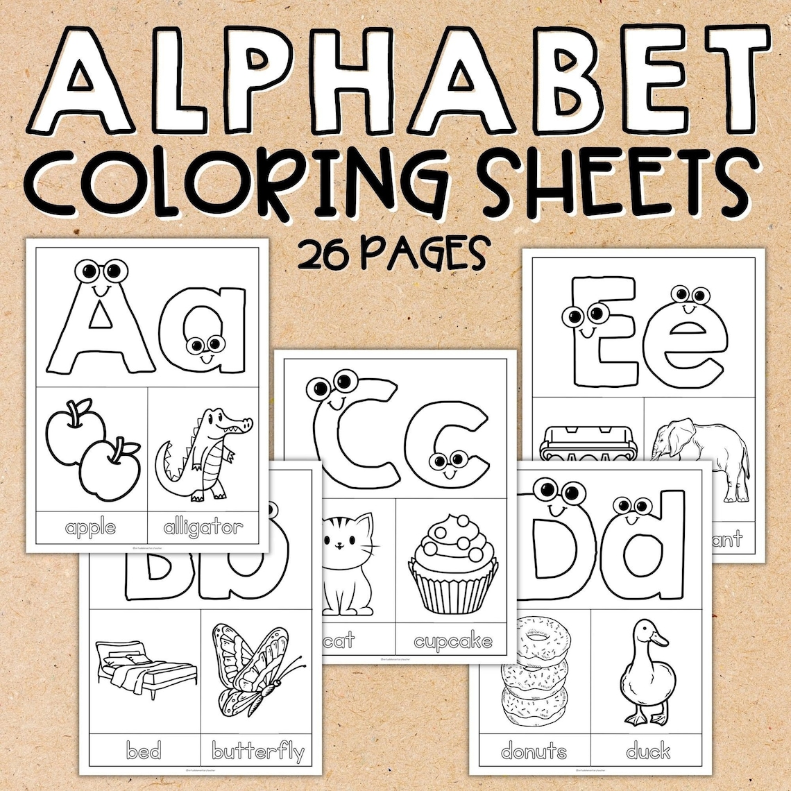 Alphabet Coloring Pages for Kids ABC Printable Coloring Book - Etsy