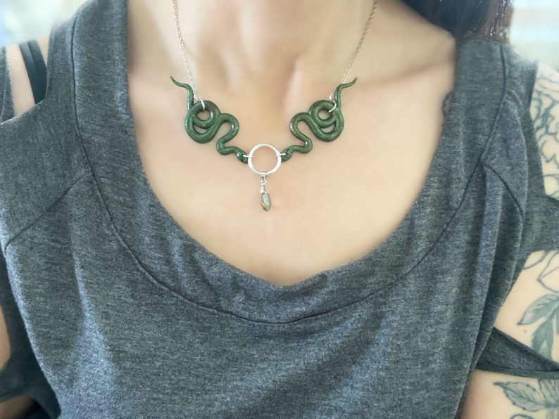 Snakes Circle Pendant, Coiling Snakes Necklace, Serpent Jewelry, Goth Necklace, Horror Jewelry ...