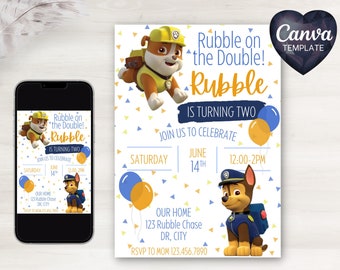 Rubble Birthday Invitation - Etsy