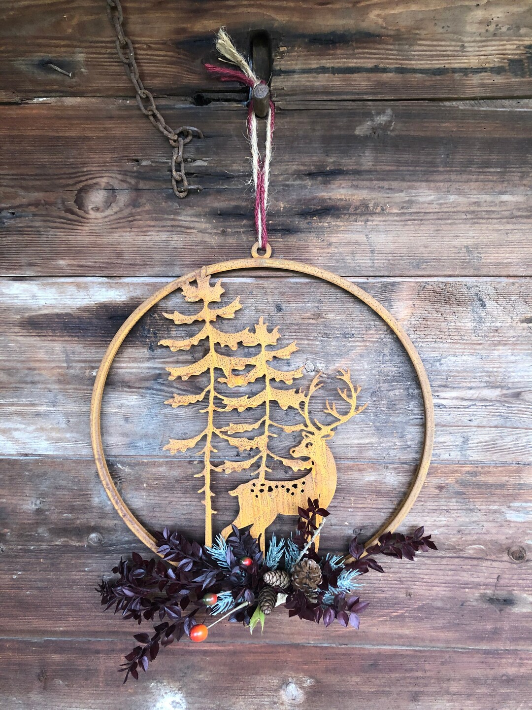 Door Wreath Deer/christmas Wreath/christmas Decoration/winter ...