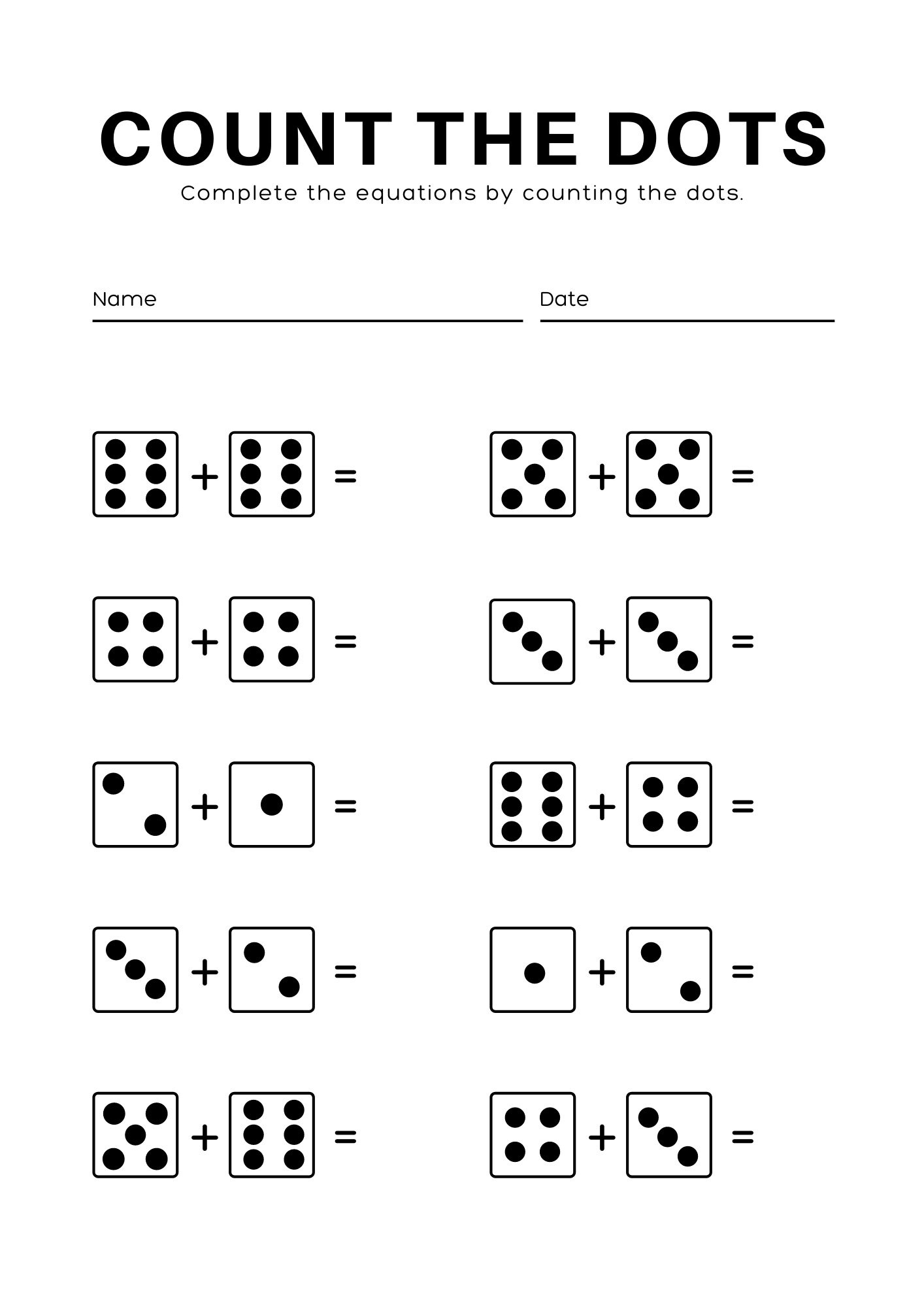 10 Page Count the Dots Digital Worksheet - Etsy