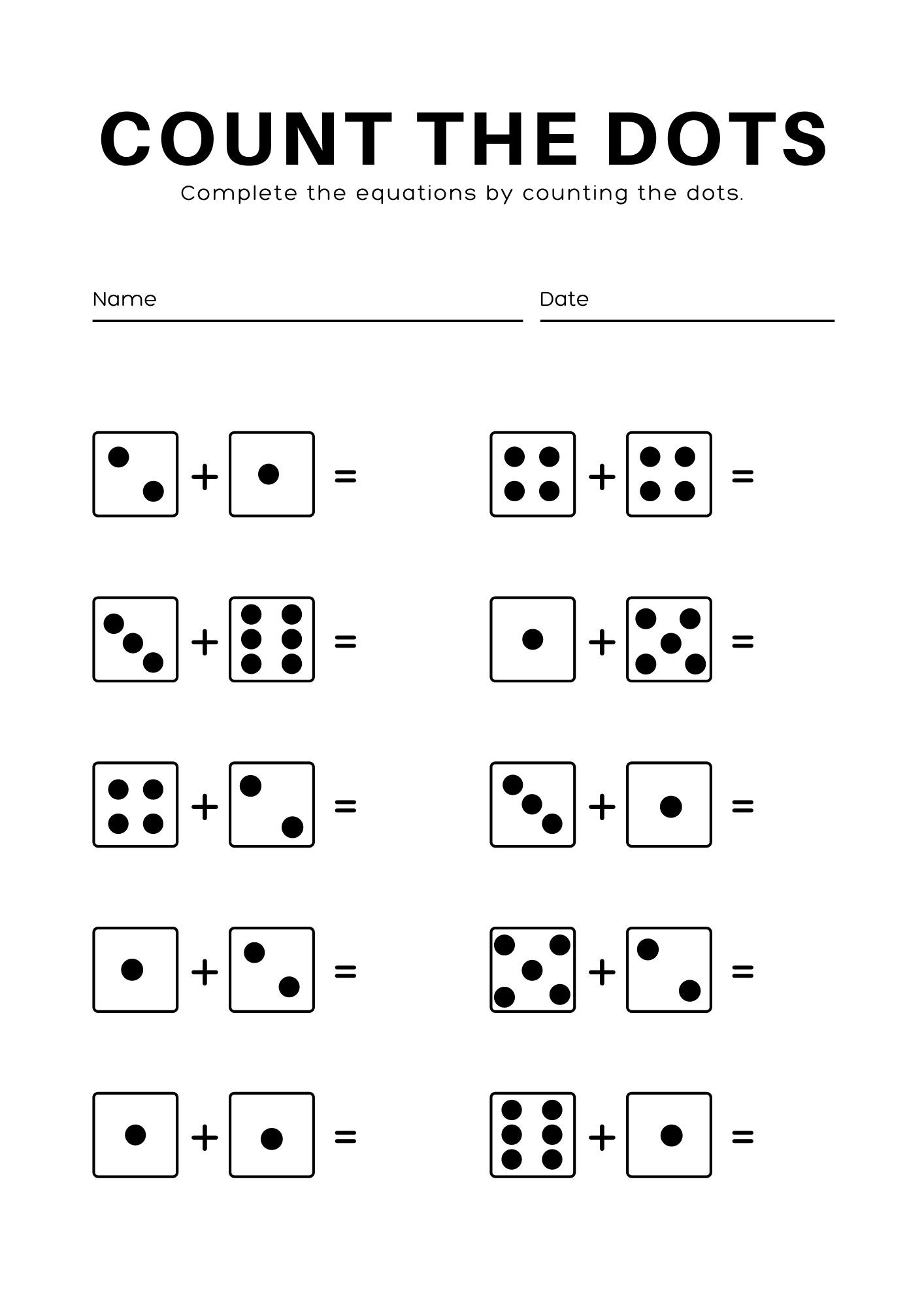 10 Page Count the Dots Digital Worksheet - Etsy
