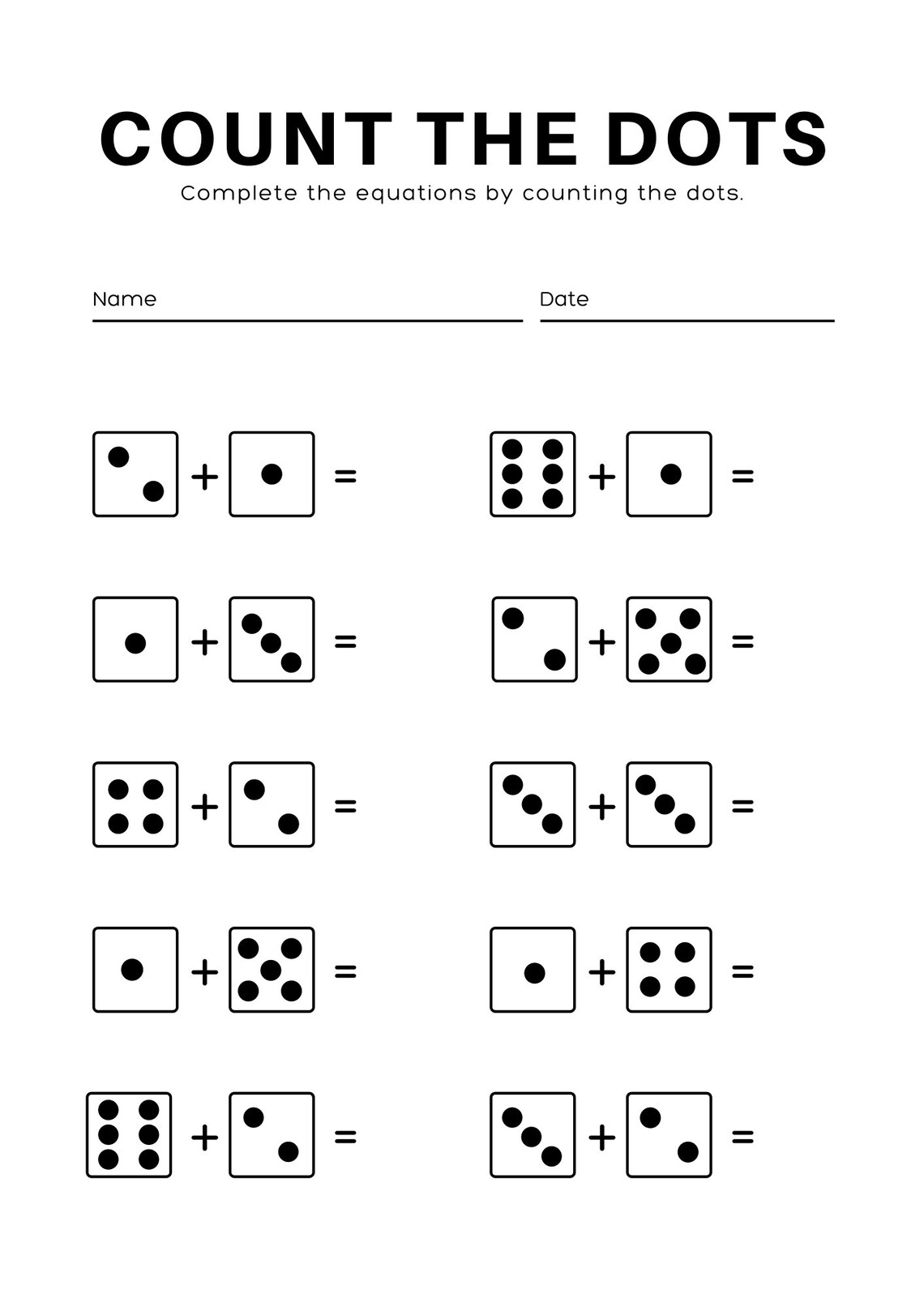 10 Page Count the Dots Digital Worksheet - Etsy