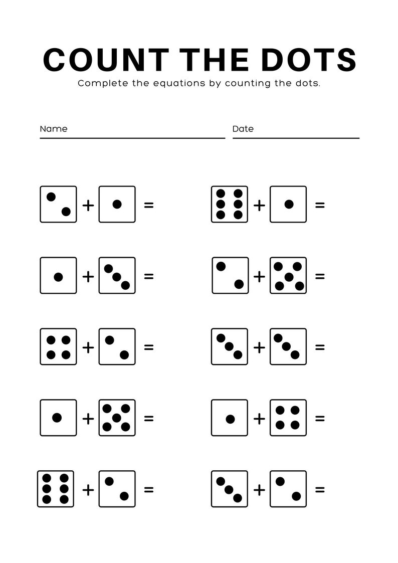 10 Page Count the Dots Digital Worksheet - Etsy