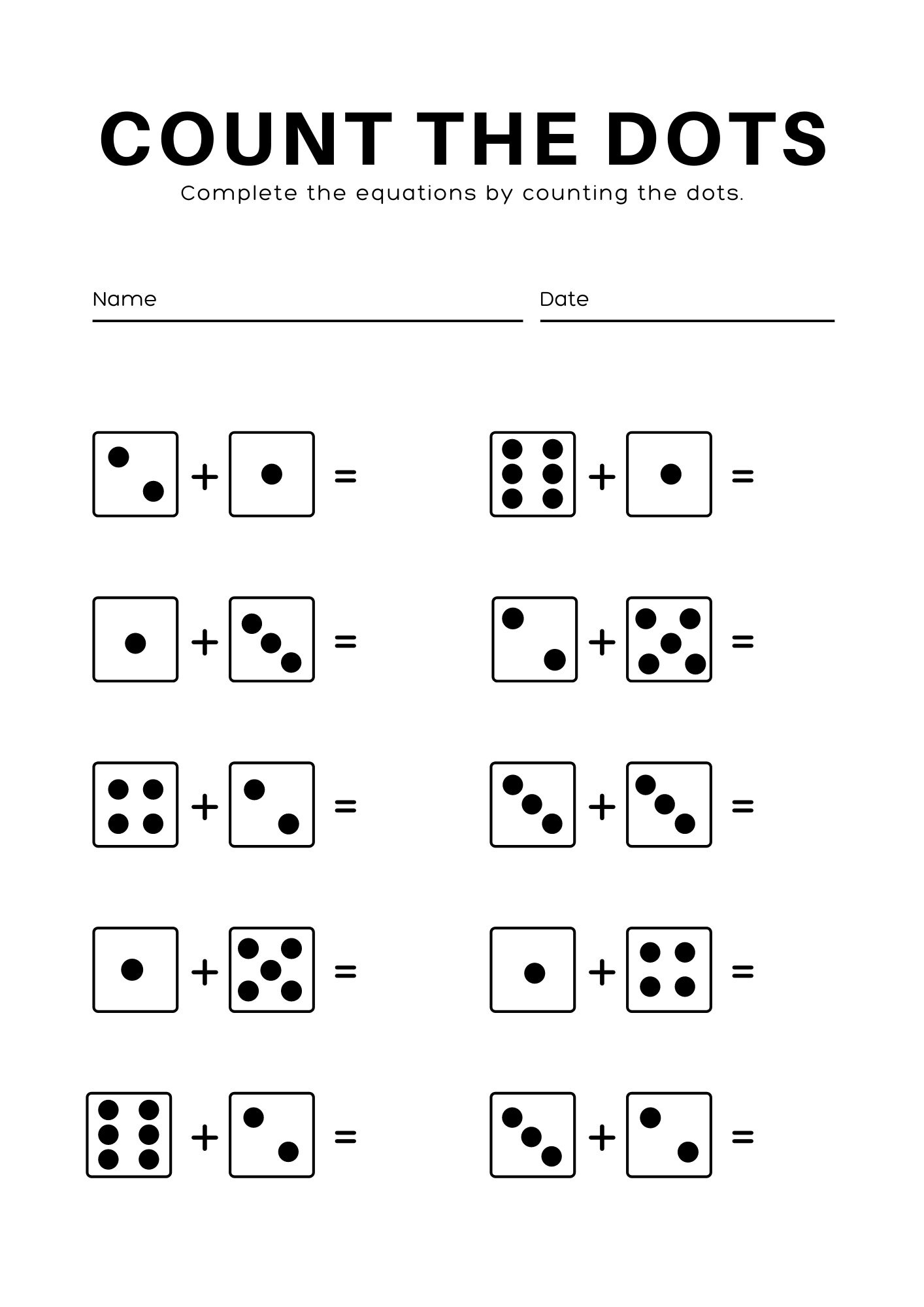 10 Page Count the Dots Digital Worksheet - Etsy