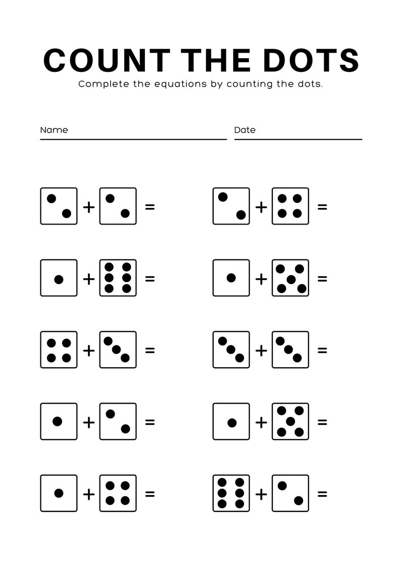 10 Page Count the Dots Digital Worksheet - Etsy