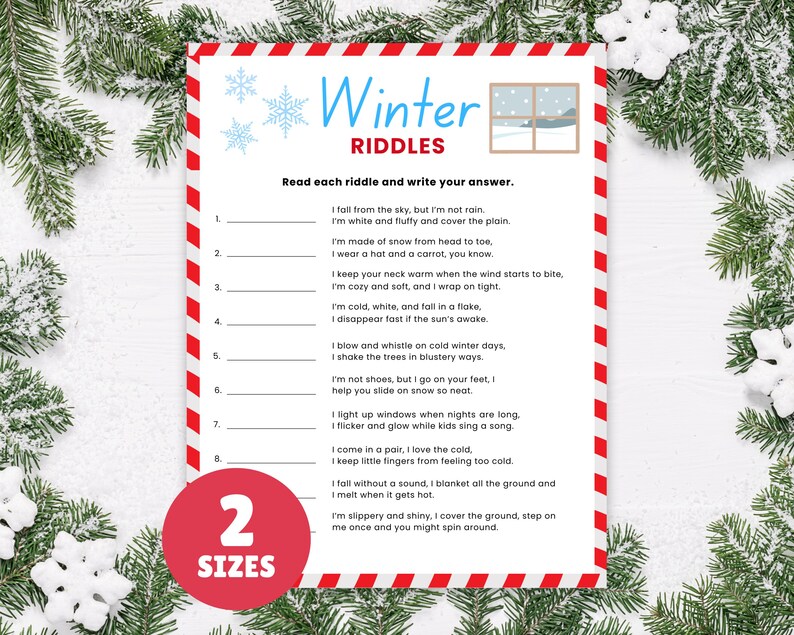 Winter Riddles for Kids, Printable Games Winter, Office Games - Etsy