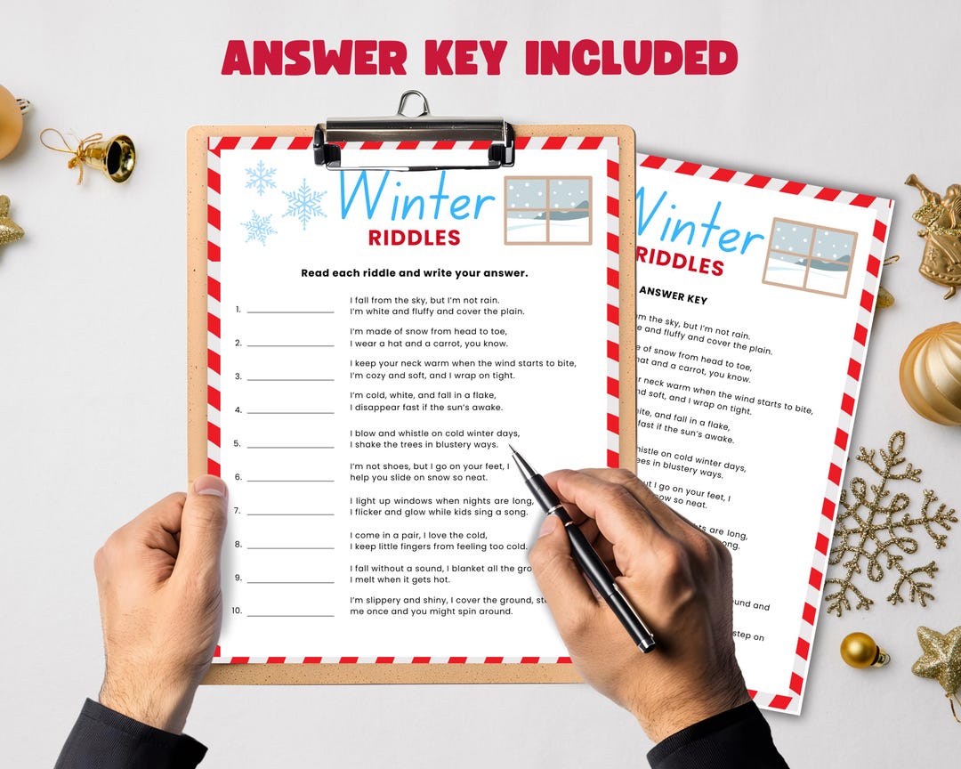 Winter Riddles for Kids, Printable Games Winter, Office Games - Etsy