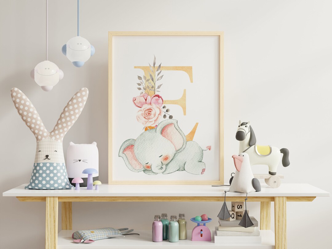 Kids Letter E Wall Art Print, Playroom Wall Decor, Letter E Nursery ...
