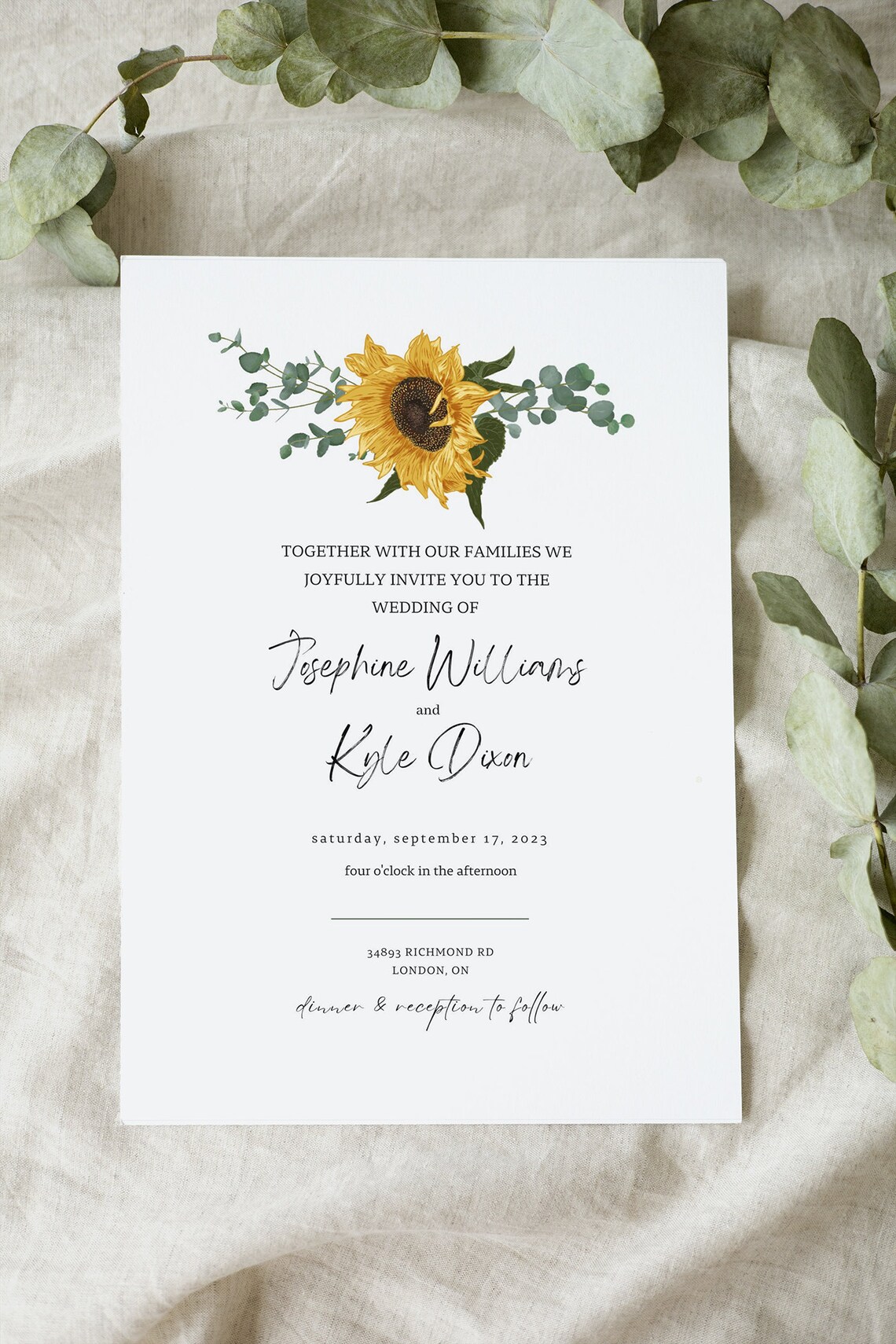 Sunflower Wedding Invitation Suite With Photo, Rustic Summer Wedding ...