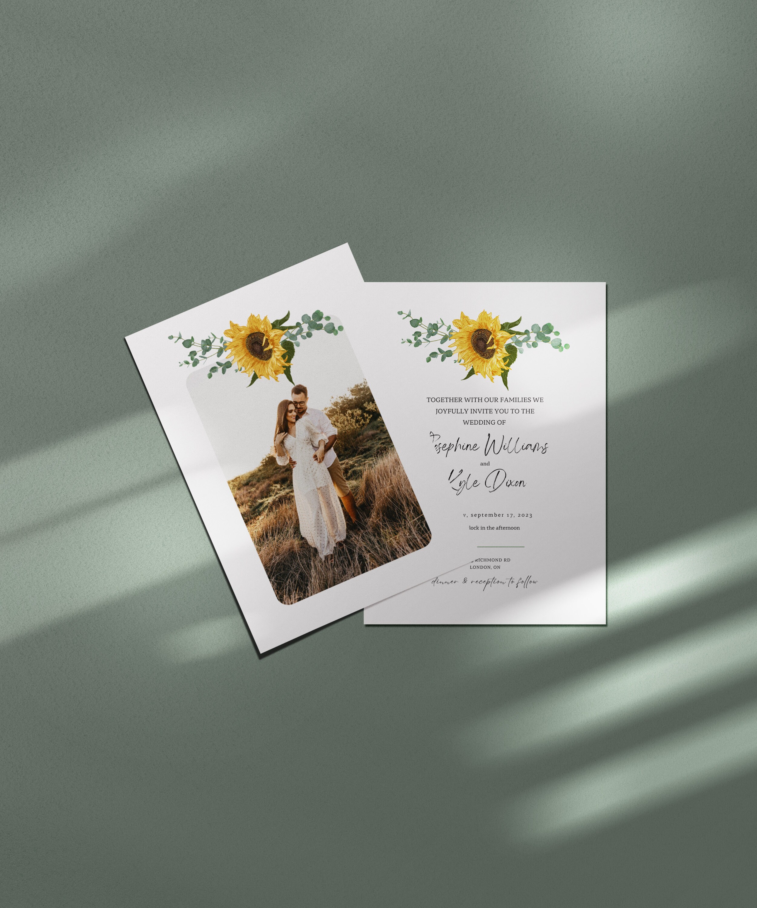 Sunflower Wedding Invitation Suite With Photo, Rustic Summer Wedding ...