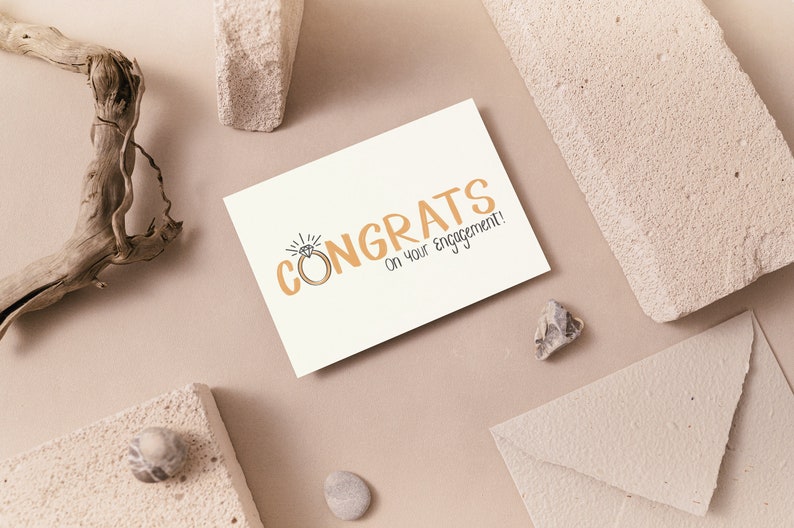 Printable Engagement Card Congratulations Instant Download - Etsy