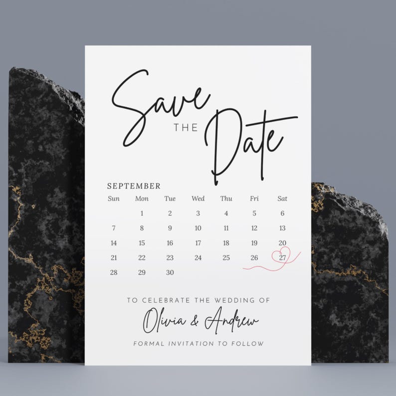 Editable Calendar Save the Date Template: DIY Wedding Invitation (canva ...