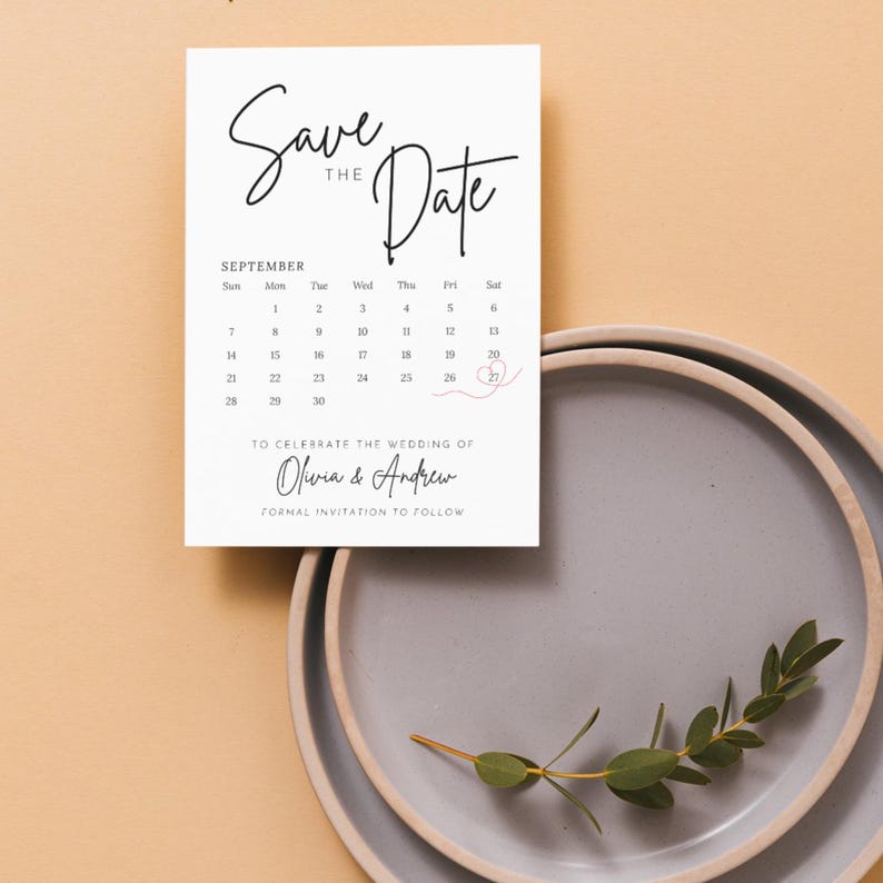 Editable Calendar Save the Date Template: DIY Wedding Invitation (canva ...