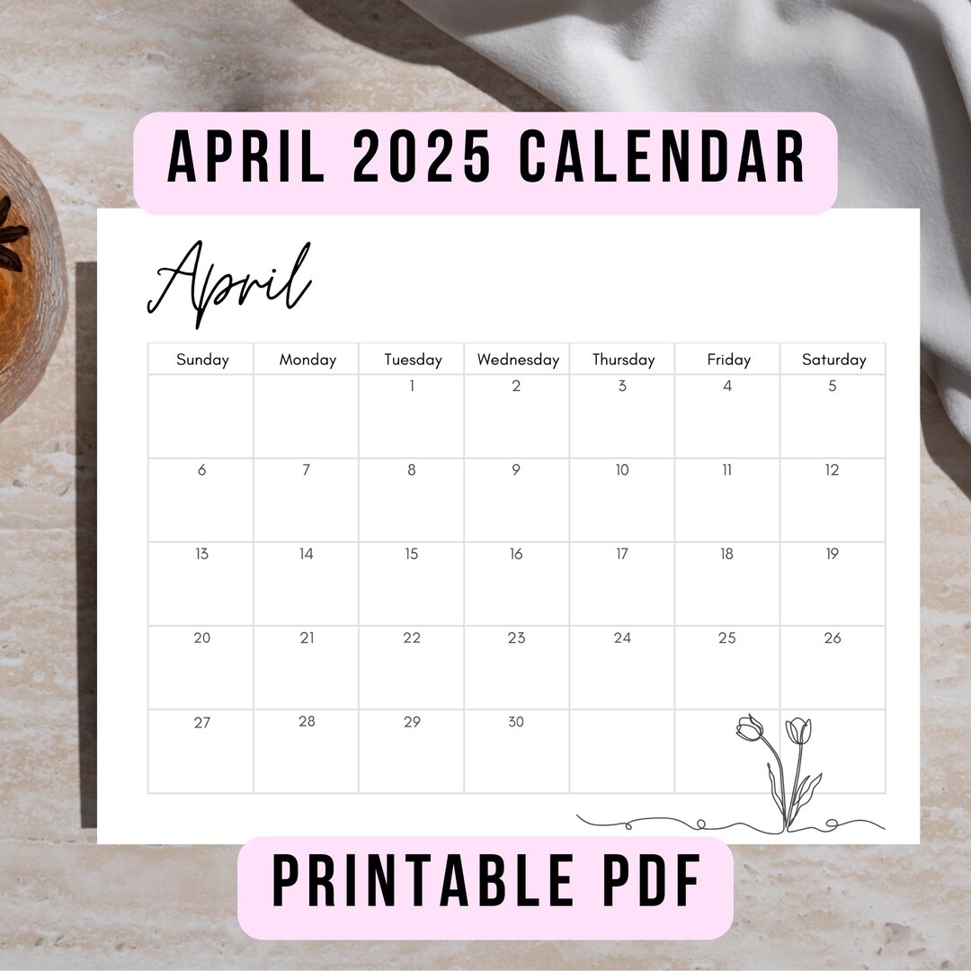 Minimalistic April Monthly Planner 2025 - Calendar Printable, Cute ...