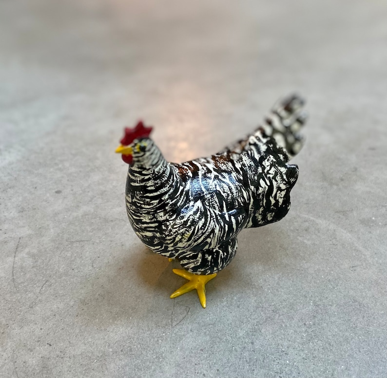 Barred Rock Plymouth Rock Dominque Hen Figure or Ornament - Etsy