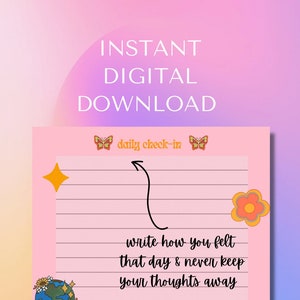 DAILY CHECKIN JOURNAL / Printable Template / Digital Pdf / Groovy ...