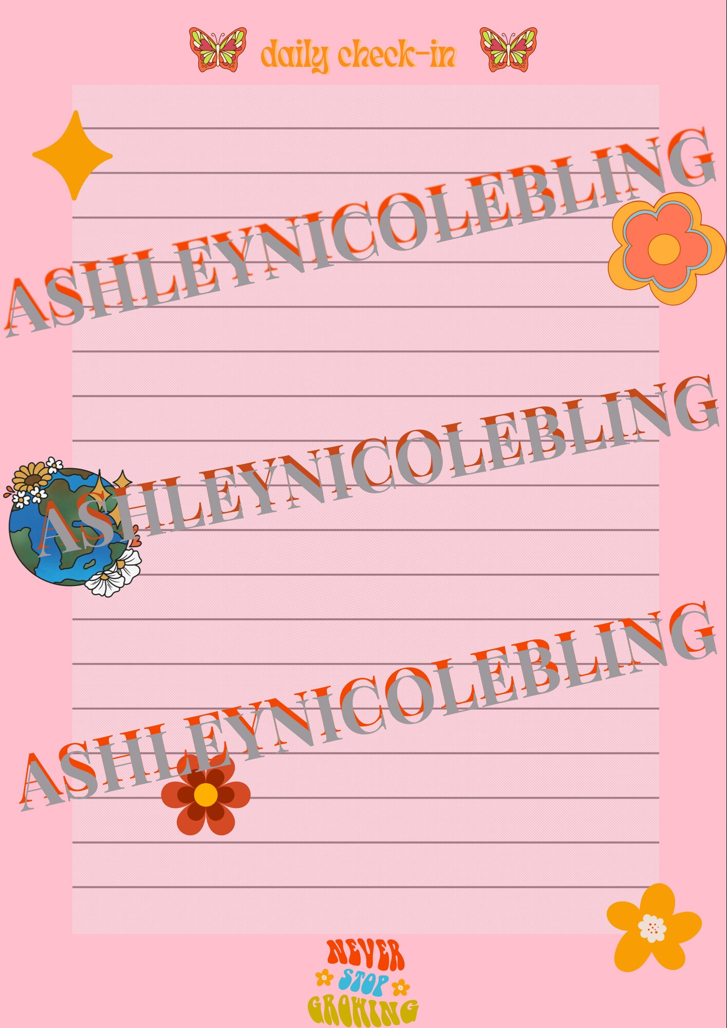 DAILY CHECKIN JOURNAL / Printable Template / Digital Pdf / Groovy ...