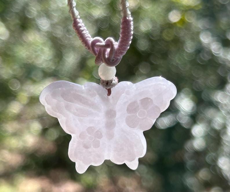 Hand Carved Light Pink Butterfly Jadeite Pendant - Etsy