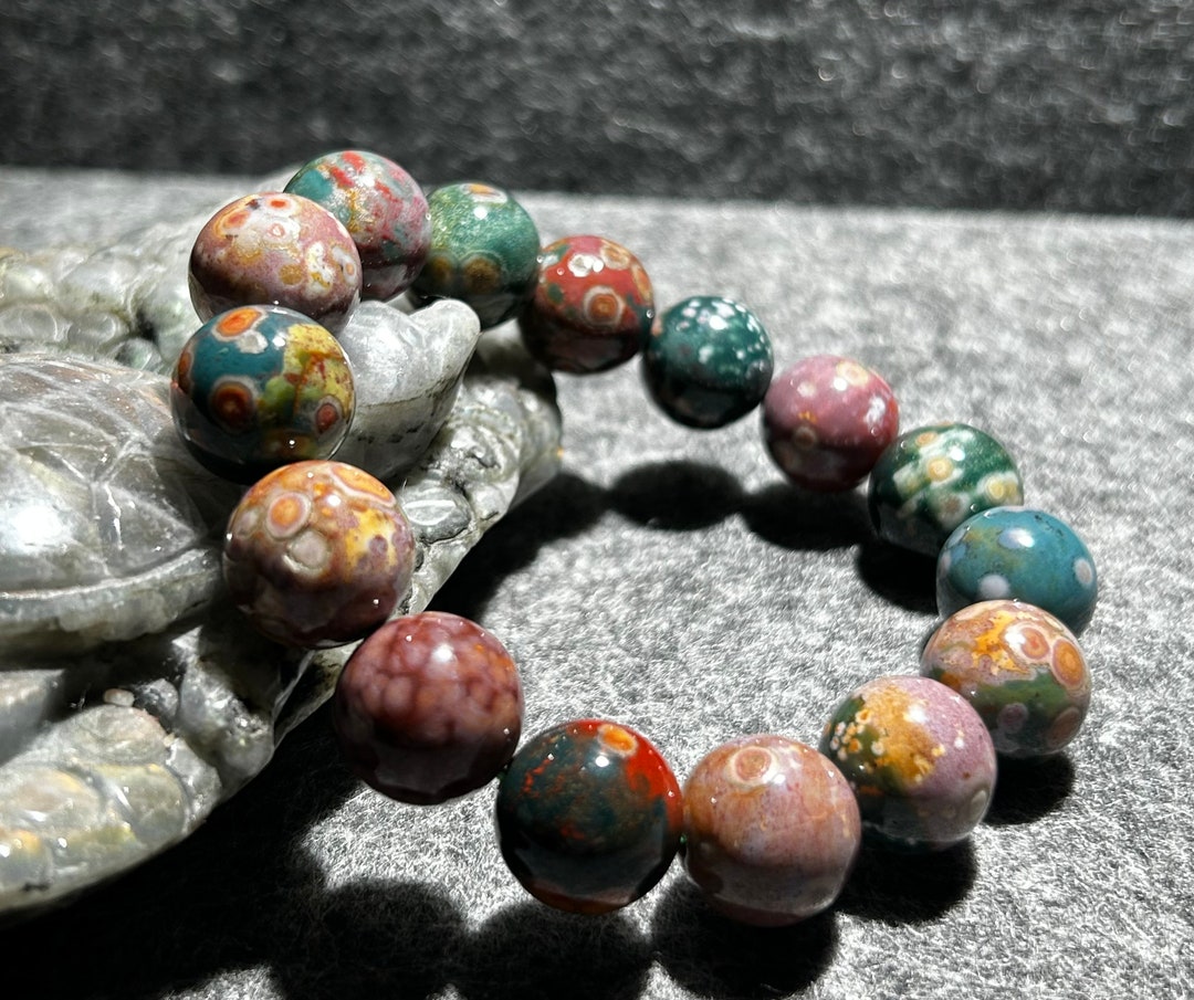 Natural HQ Orbicular Ocean Jasper Bracelet - Etsy