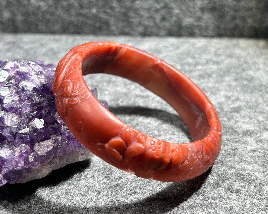 Certified Natural Southern Red Nanhong Agate Bangle - Etsy