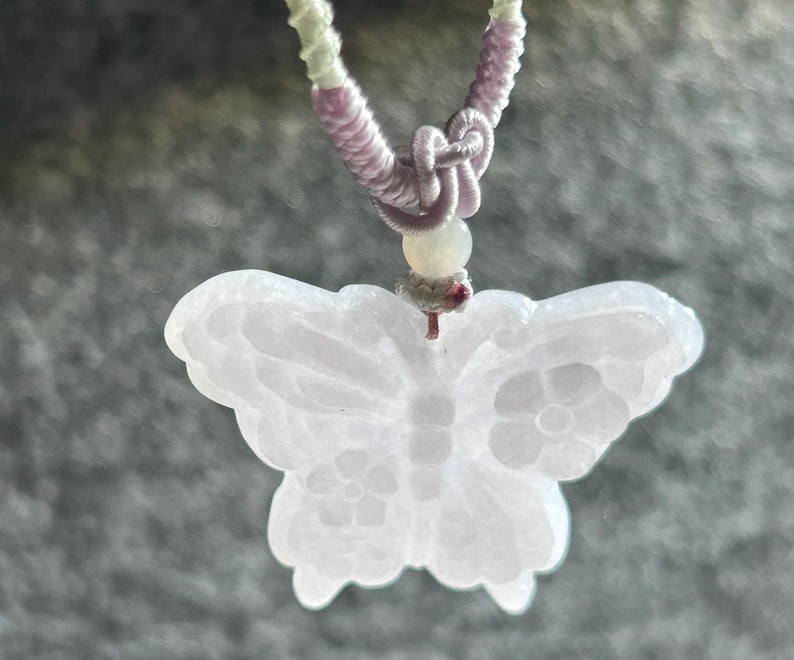 Hand Carved Light Pink Butterfly Jadeite Pendant - Etsy