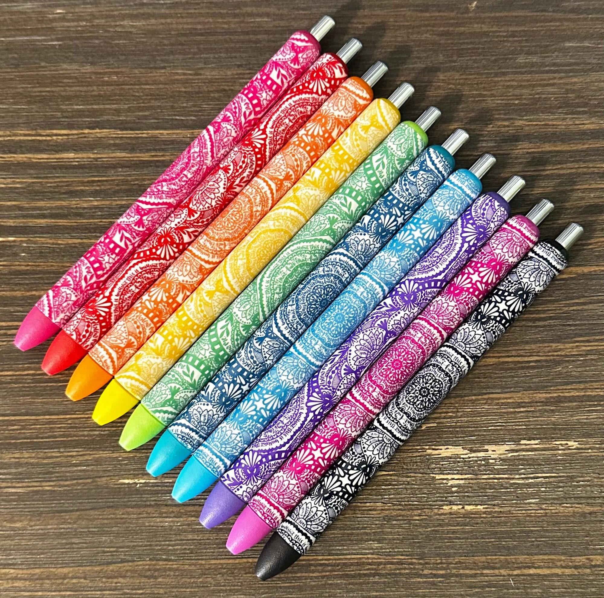 Cuss Word Mandala Pens Set of 10, Colored Epoxy Gel Pens, Hidden Cuss ...