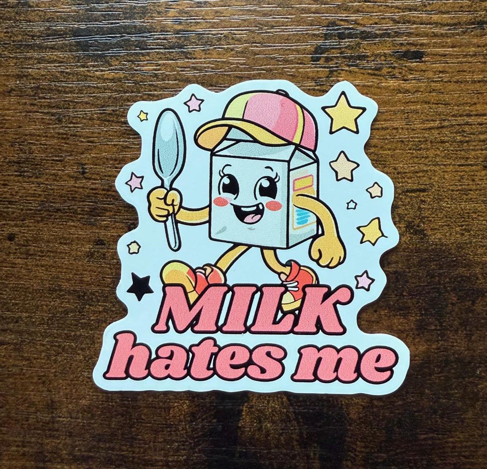 Milk Hates Me | Funny Lactose Allergy Vinyl Sticker | Sticker for ...