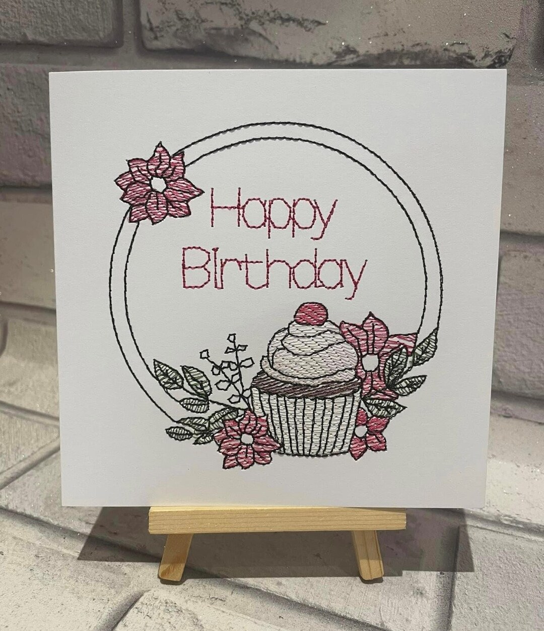 Handmade Machine Embroidered Card - Etsy