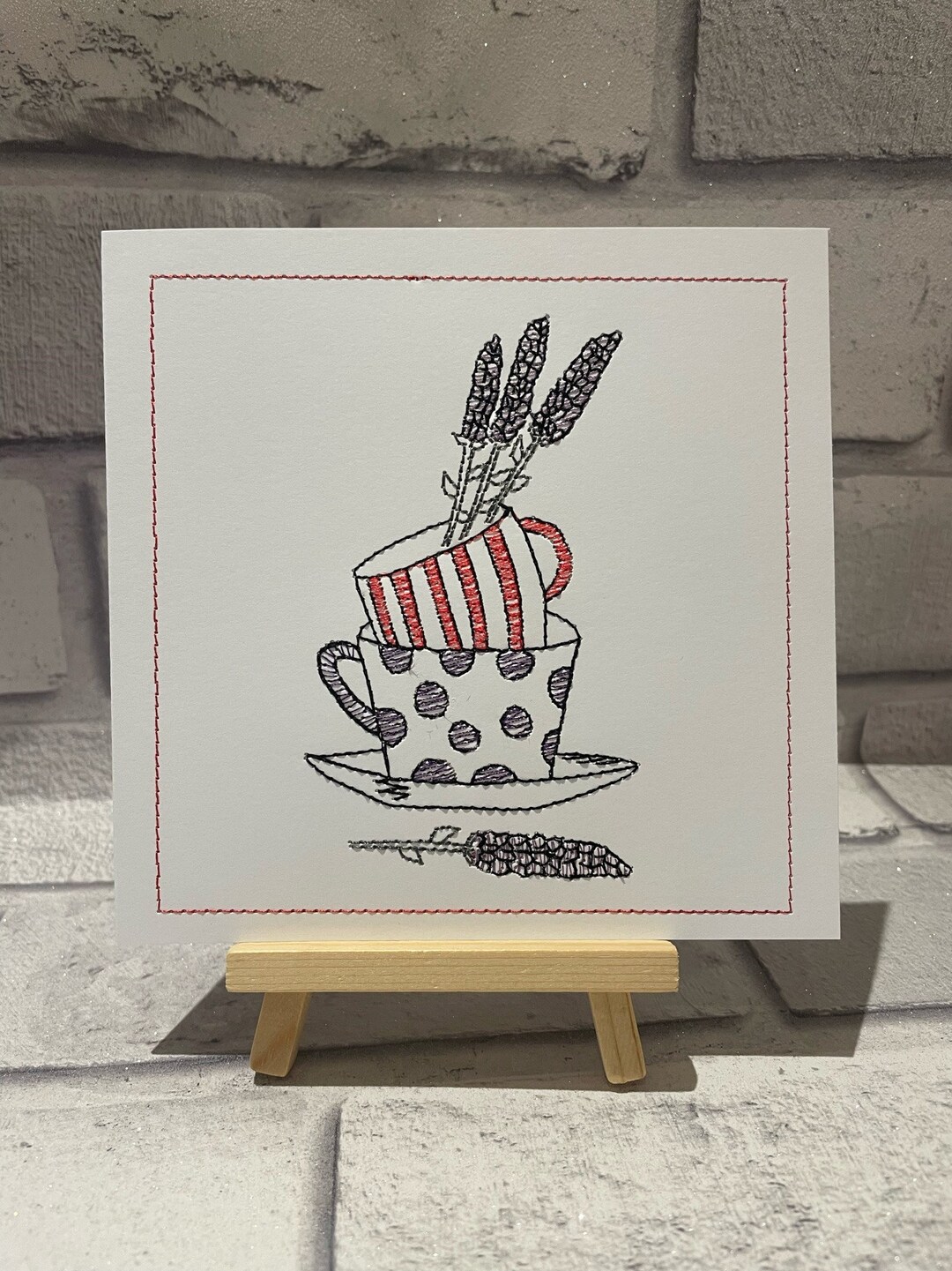 Handmade Machine Embroidered Card - Etsy