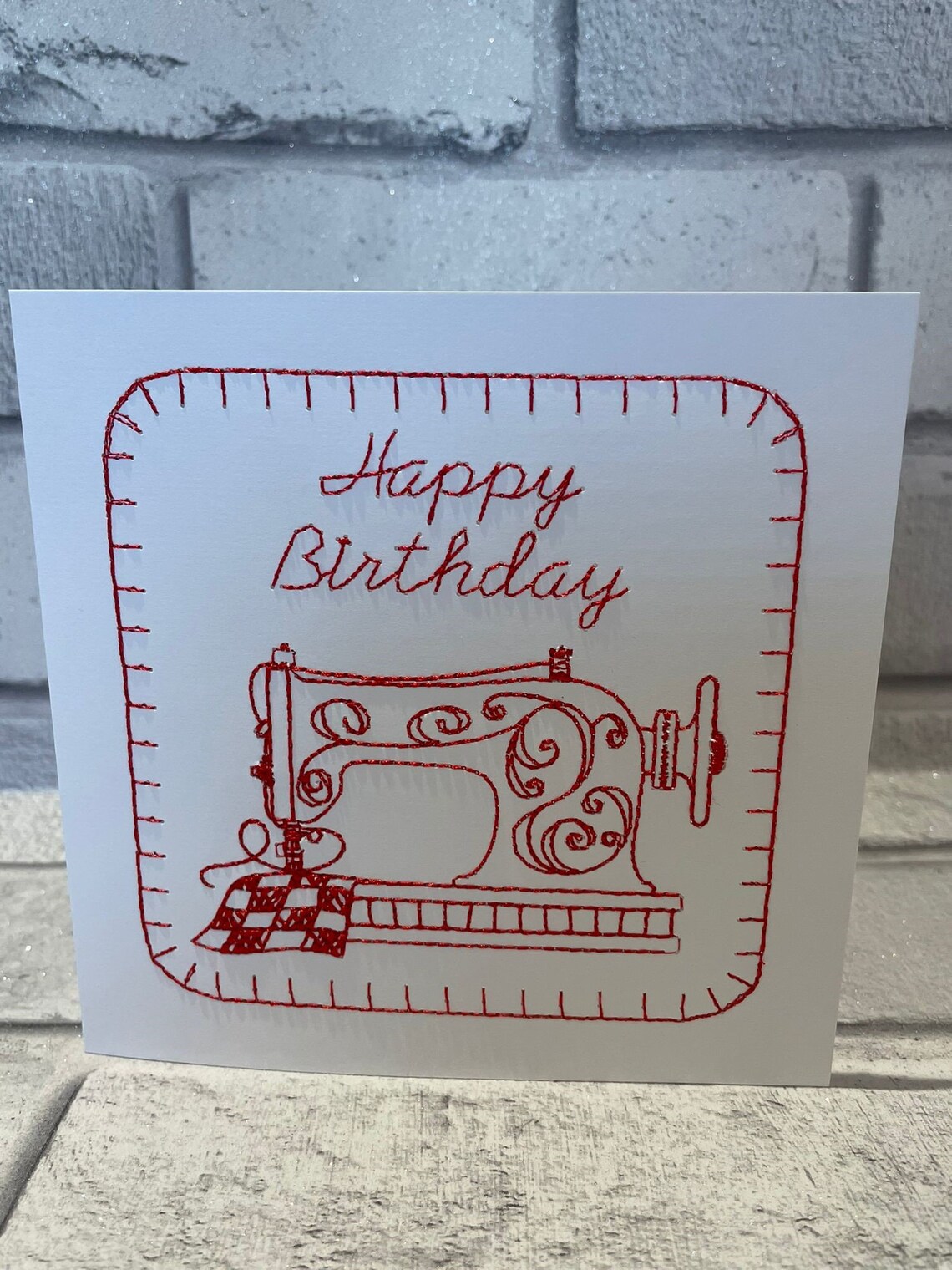 Handmade Machine Embroidered Card - Etsy