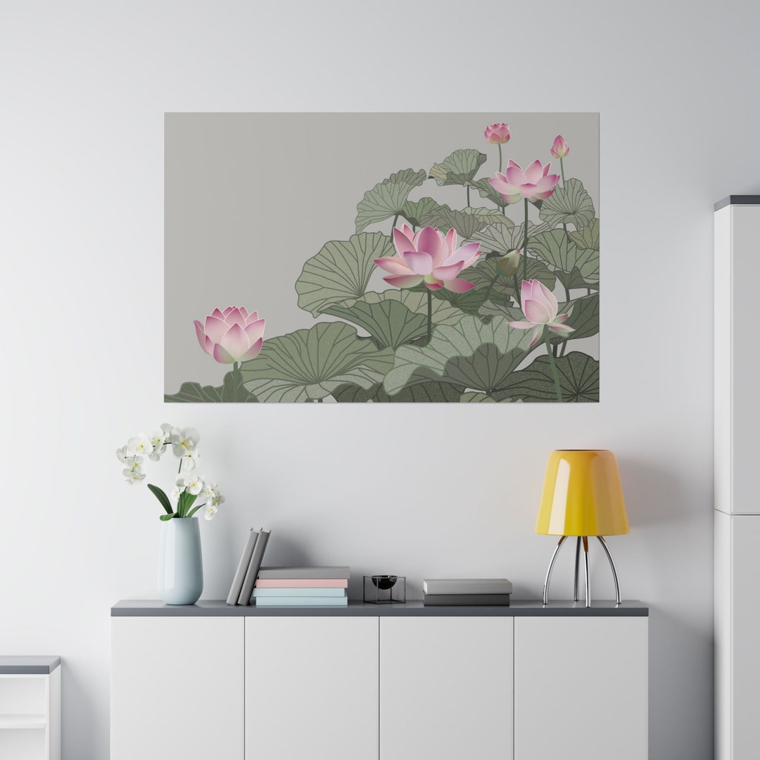 Lotus Flower Art, Lotus Wall Decor, Lotus Wall Art, Lotus Pond Canvas ...