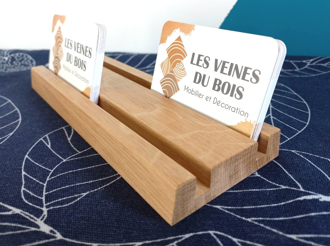 Présentoir en chêne pour carte de visite - 3 tailles au choix - Etsy France