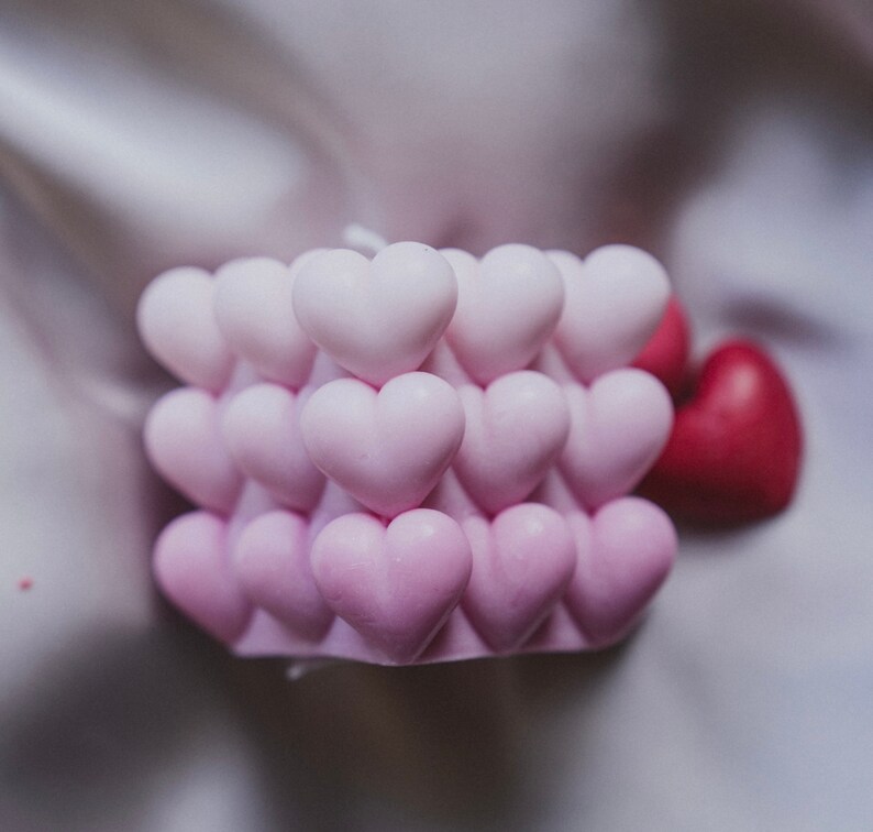 Bubble Heart Candle / Heart Candle / Scented Organic Soy Wax / Pink ...