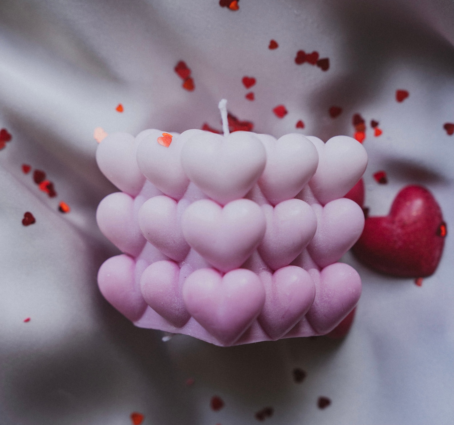 Bubble Heart Candle / Heart Candle / Scented Organic Soy Wax / Pink ...