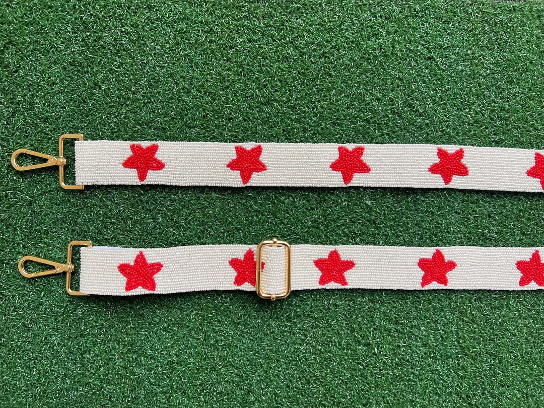 Adjustable Beaded Bag Strap, Star Beaded Bag Strap, Red and White ...