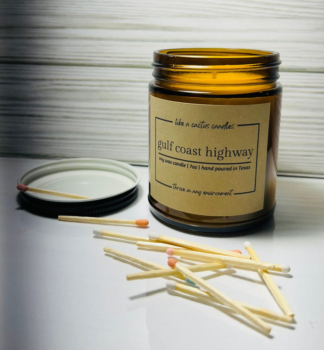 Gulf Coast Highway Soy Candle Citrus, Amber, Musk & Woody Scented ...