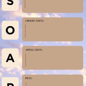 SOAP Bible Study Template: Scripture, Observation, Application, Prayer ...