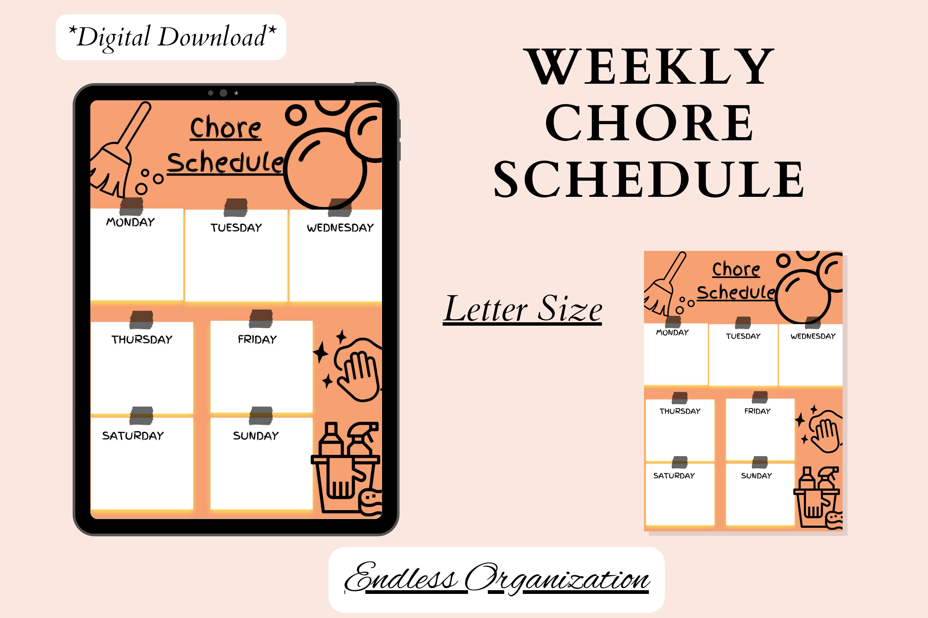 Weekly Chore Chart Daily Chore Chart Printable Chore Chart - Etsy