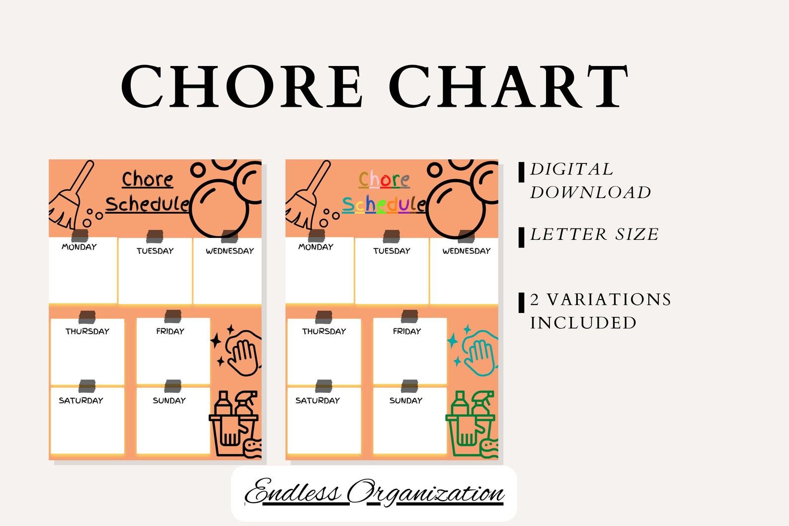 Weekly Chore Chart Daily Chore Chart Printable Chore Chart - Etsy