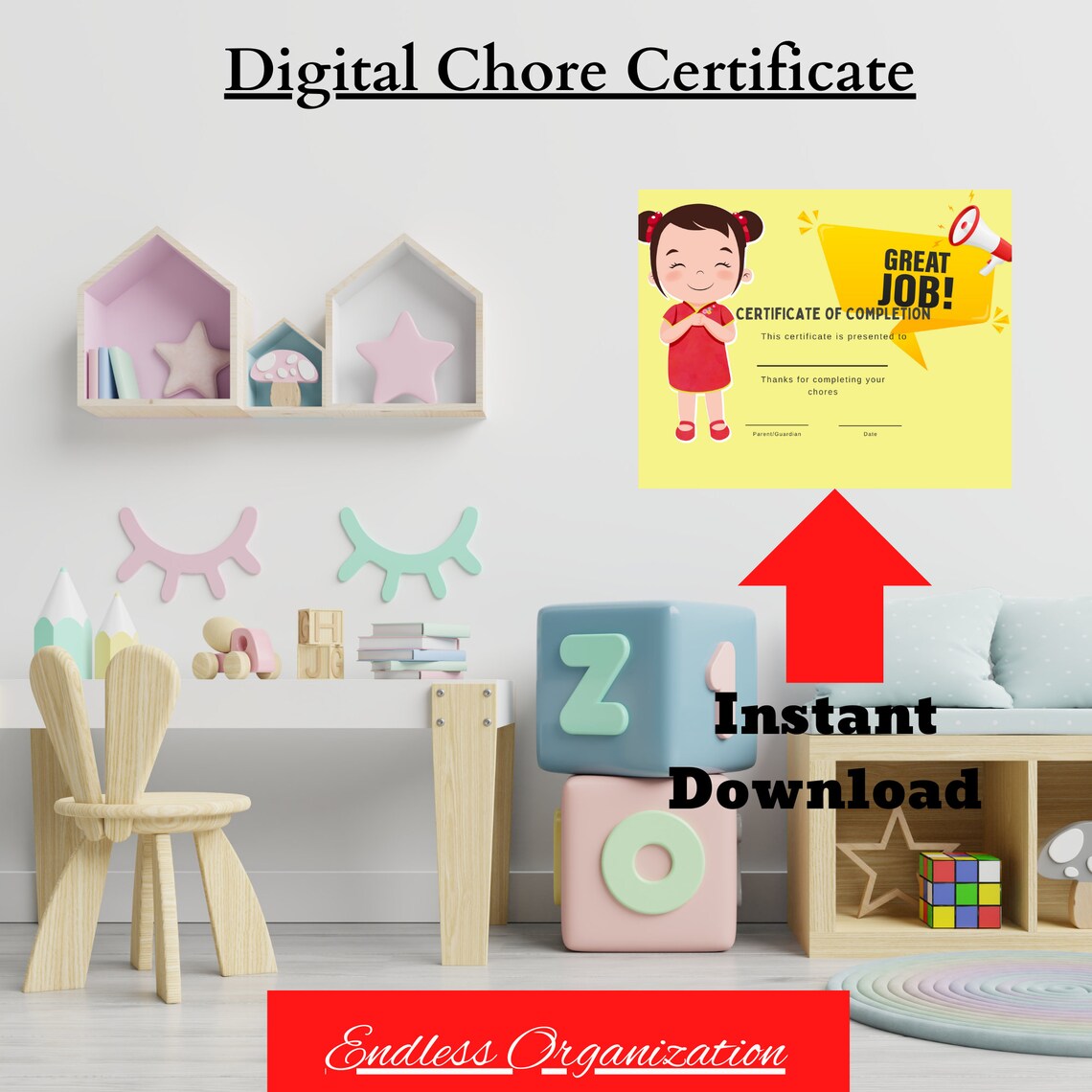 Chore Certificate, Chore Chart, Kids Completion Certificate, Child ...