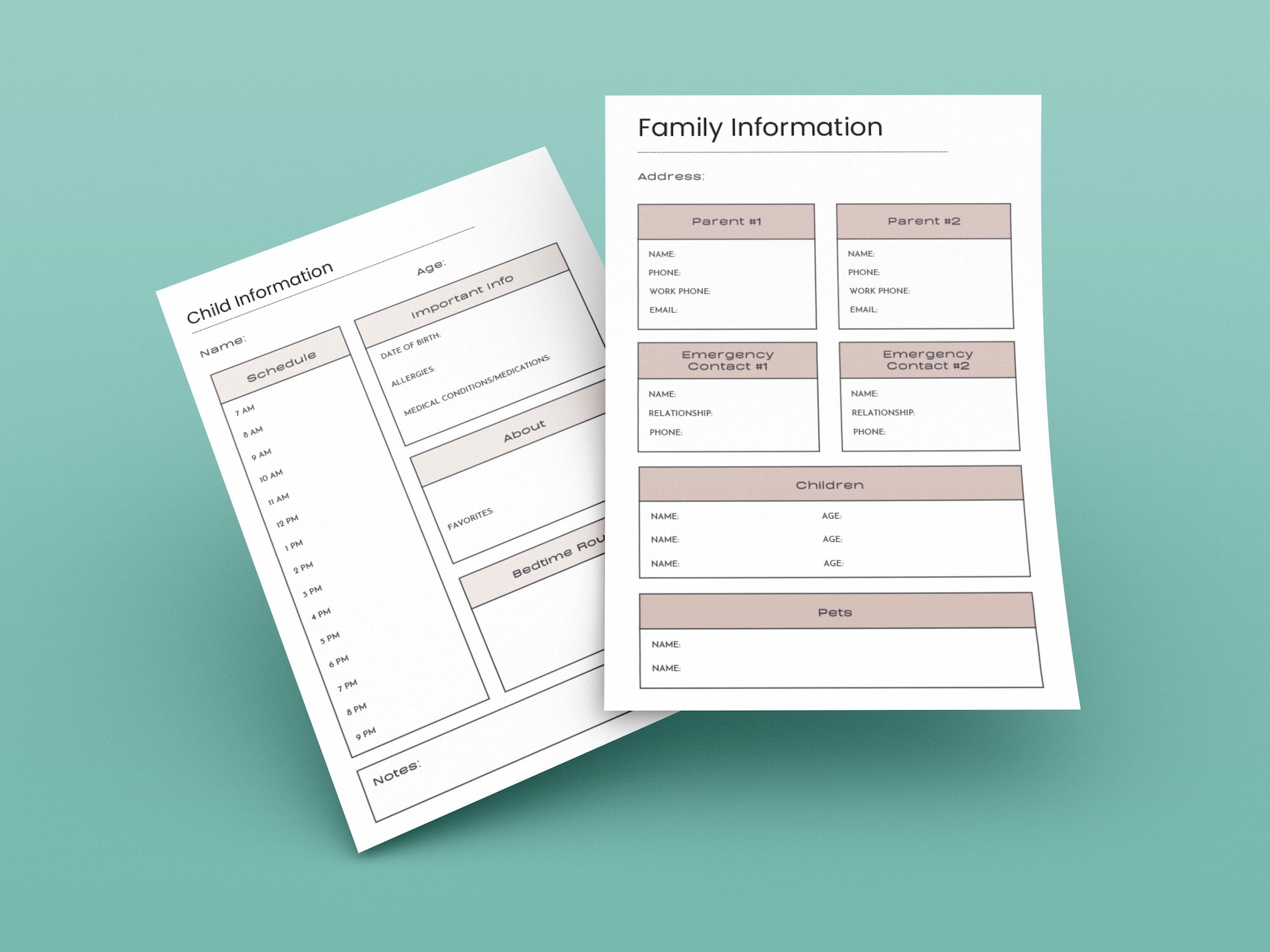 Family Handbook Printable PDF ~ Nanny Binder ~ Babysitter Information ...