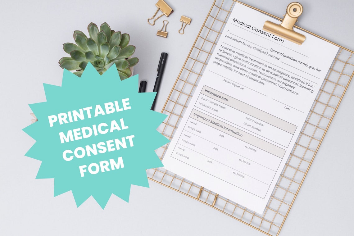 Family Medical Consent Form ~ Printable PDF - Etsy