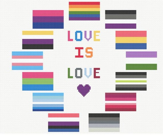 LGBTQA Love is Love Pride Flags Counted Cross Stitch | Etsy